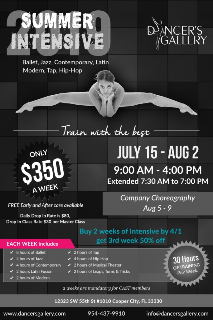 Flyer for summer intensive - Dancers Gallery